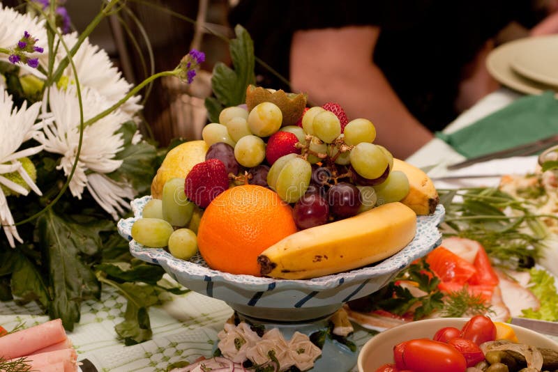 Table setting with fruits stock photo. Image of orange - 9618274