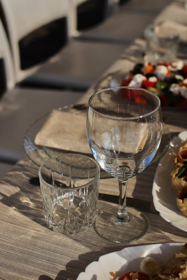 Table Setting. Glass Goblets. Decoration Stock Image - Image of dining ...