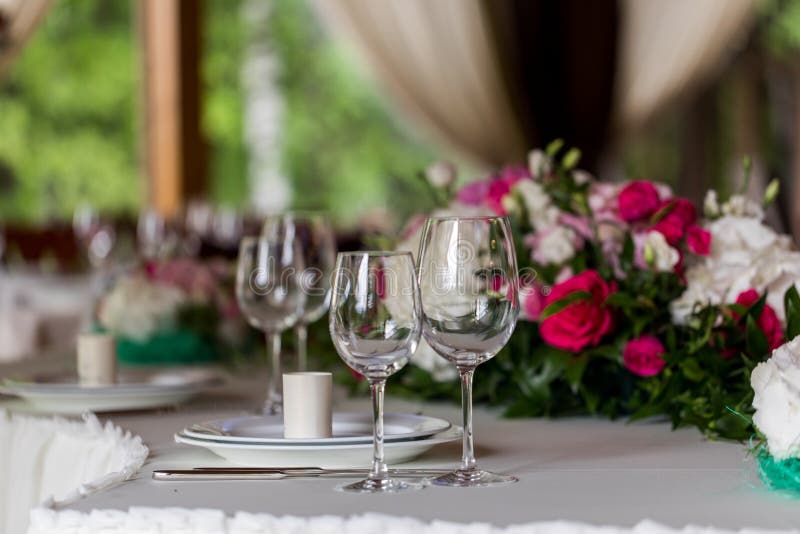 Table Setting. Glasses on the Table. Stock Photo - Image of cutlery ...