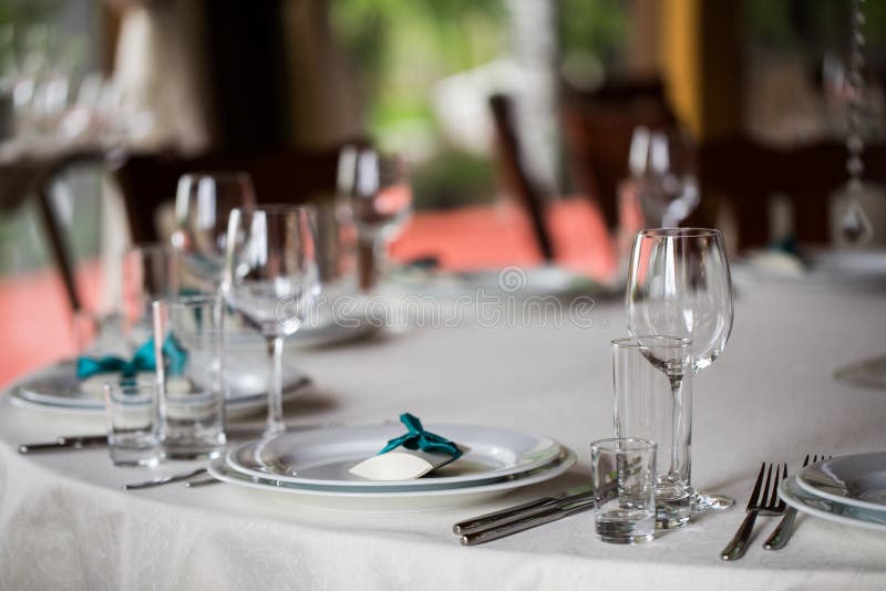 Table Setting. Glasses on the Table. Stock Photo - Image of crockery ...