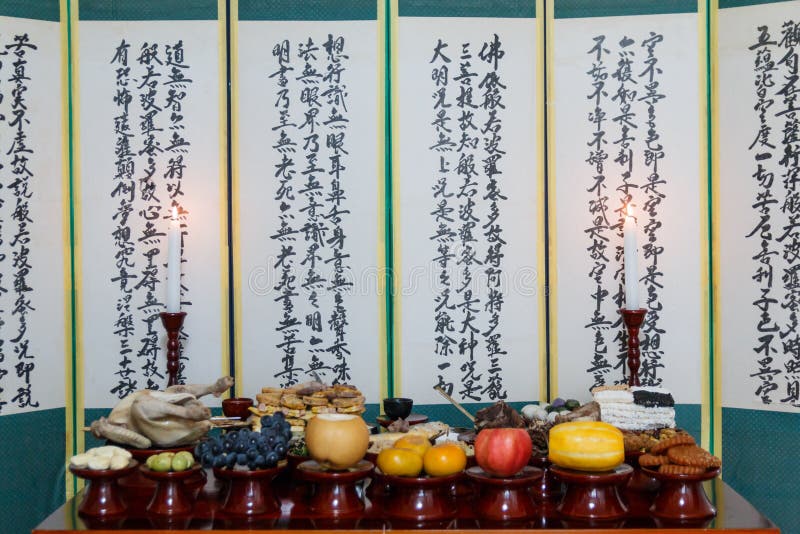 Table Setting for Korean Traditional Memorial Ritual & X28;Jesa Stock ...