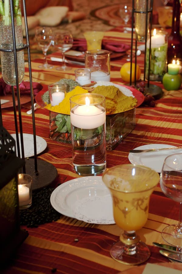 Moroccan Table Setting at a Luxury Wedding Stock Image - Image of ...