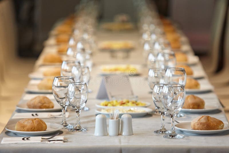 Table Setting for Reception at Indoor Restaurant. Stock Photo - Image ...