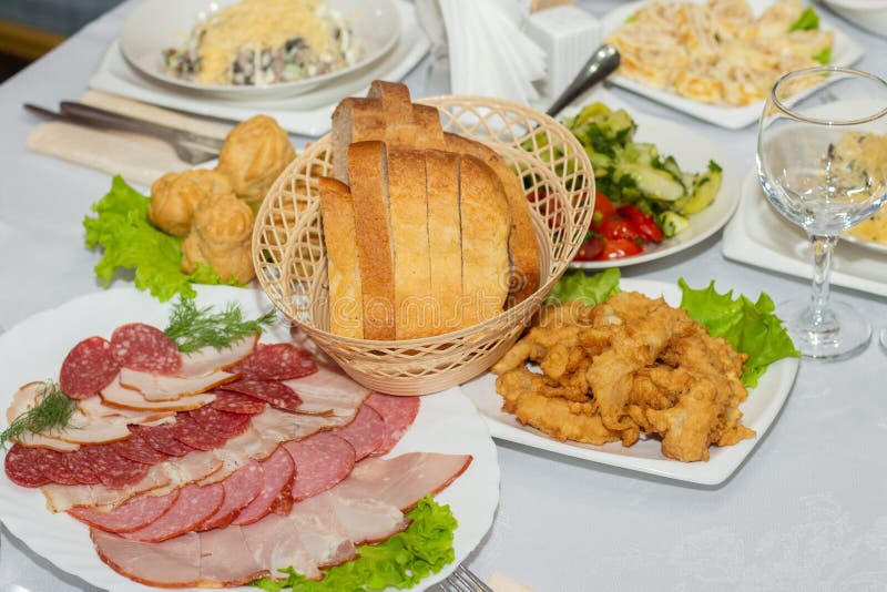 Table Setting in the Restaurant, Dishes on the Table Stock Photo ...