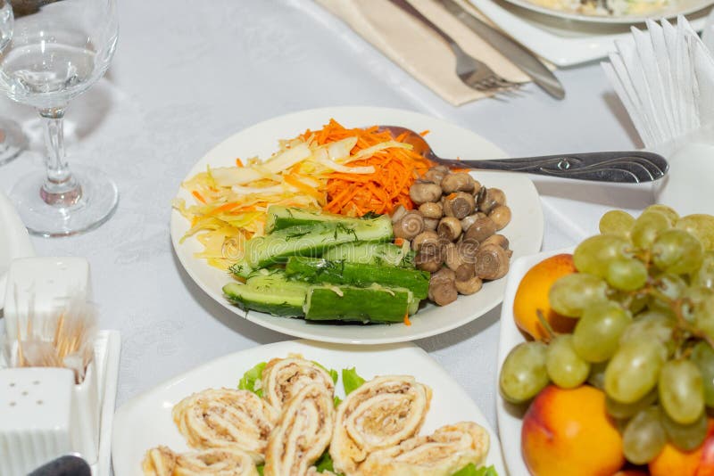Table Setting in the Restaurant, Dishes on the Table Stock Image ...