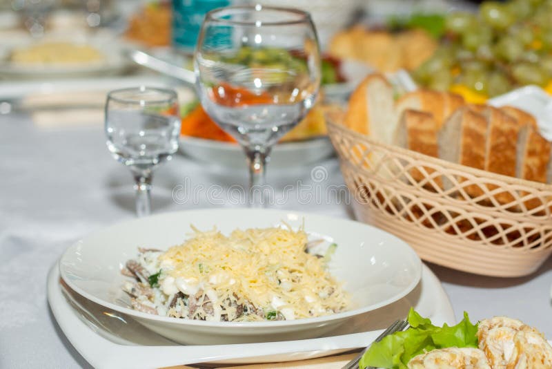 Table Setting in the Restaurant, Dishes on the Table Stock Image ...