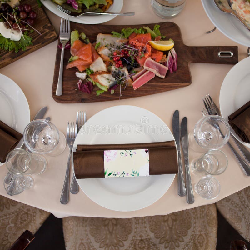 Guest Card with Pink Flowers on the Banquet Wedding Table Stock Image ...