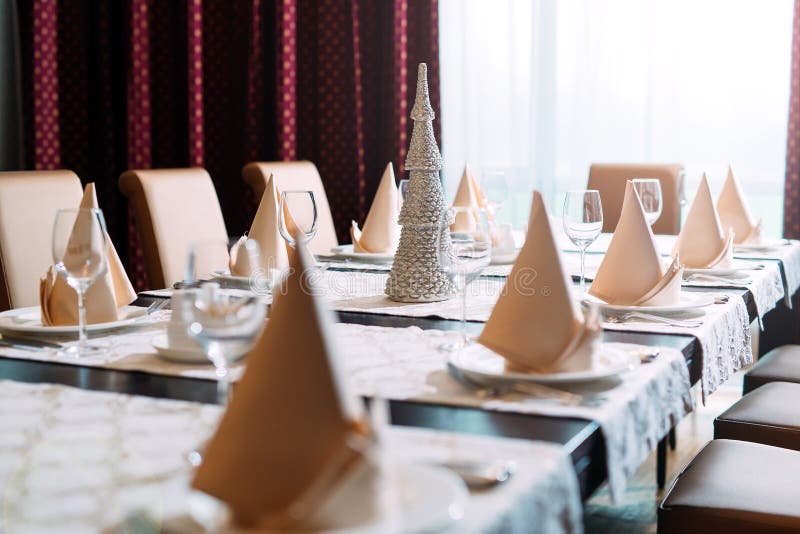 Table Setting in the Restaurant or Hotel. Stock Photo - Image of glass ...