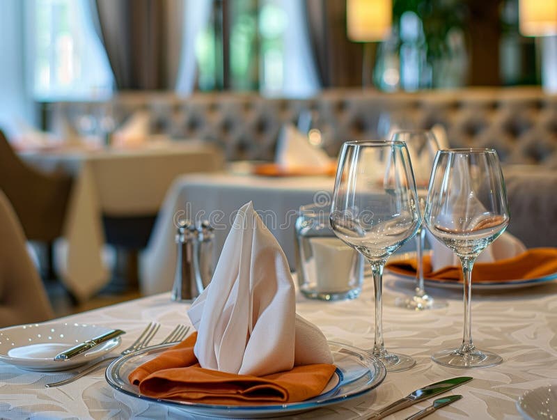 Table Setting in the Restaurant Interior Light Blue Tones Mediterranean ...
