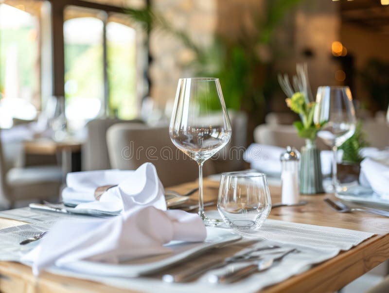 Table Setting in the Restaurant Interior Light Blue Tones Mediterranean ...