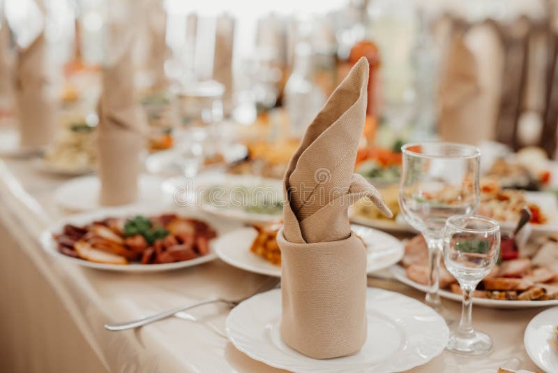 Table Setting in a Restaurant. Plates on the Table Stock Photo - Image ...