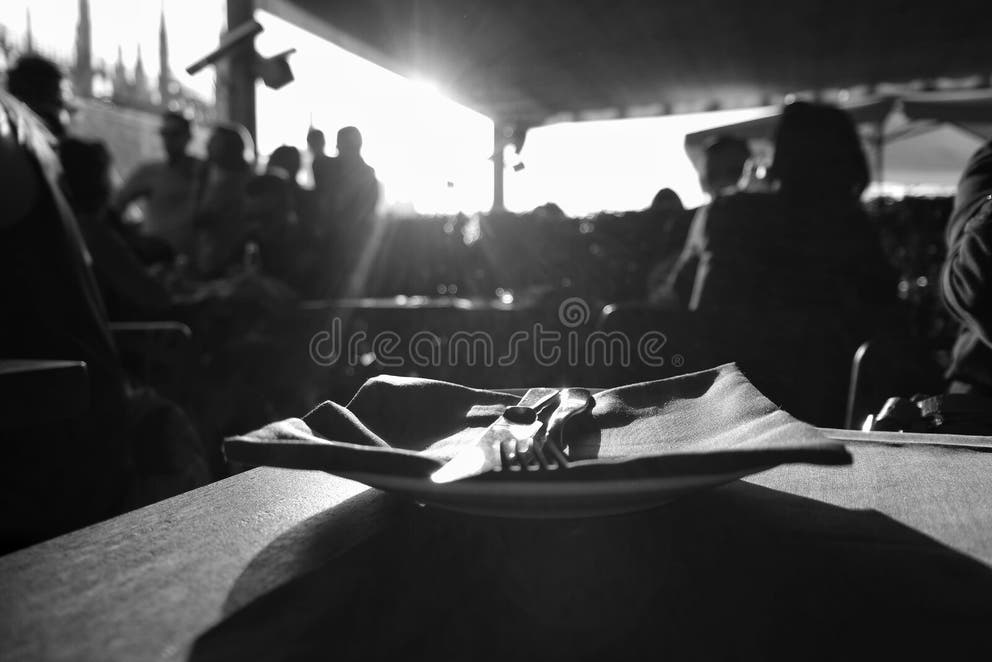 Tables setting stock image. Image of milan, tables, duomo - 122494901