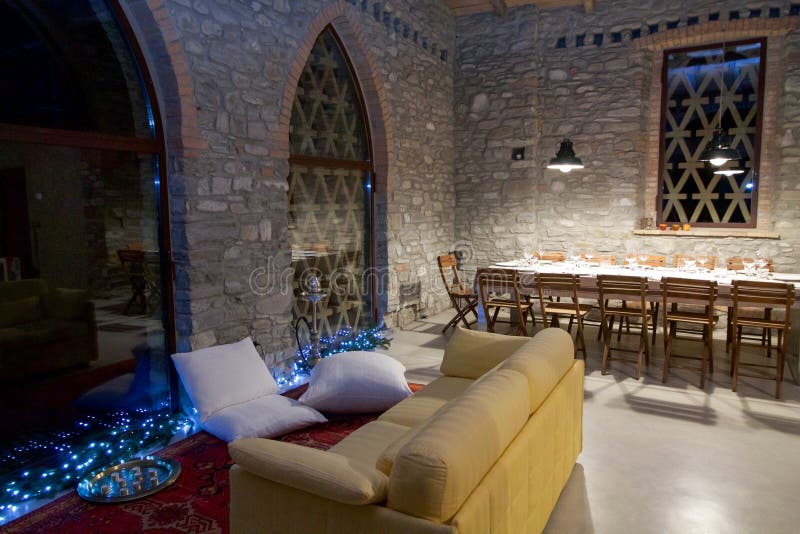 Table Setting in a Rustic Loft for Festive Dinner Stock Photo - Image ...