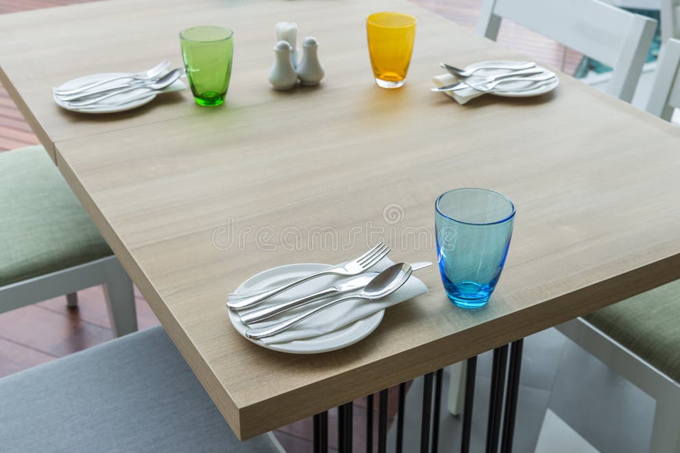 Table Setting before Service Stock Photo - Image of cafe, interior ...