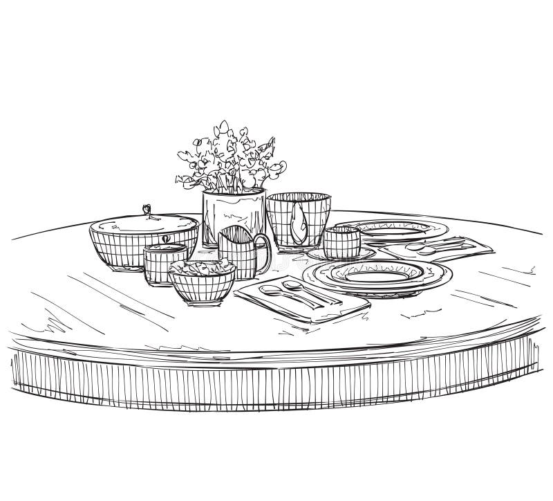 Table Setting Sketch Stock Illustrations – 787 Table Setting Sketch ...