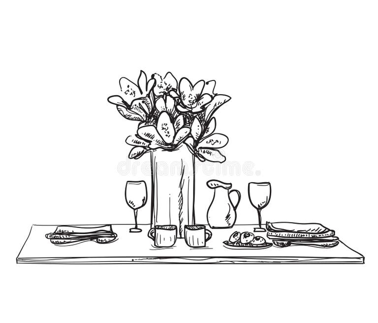 Table Setting Sketch Stock Illustrations – 990 Table Setting Sketch ...