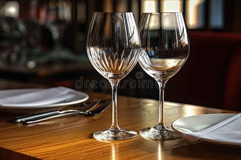 A Table Setting Showing a Basic Wine Glass and a Crystal Wine Glass ...