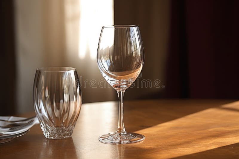 A Table Setting Showing a Basic Wine Glass and a Crystal Wine Glass ...