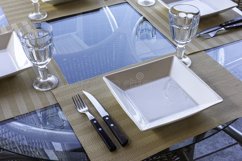 Table Setting for Simple Lunch in Restaurant Stock Photo - Image of ...