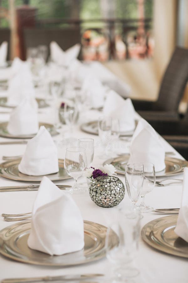 Table Setting for a Special Dinner Silver Plates Stock Photo - Image of ...