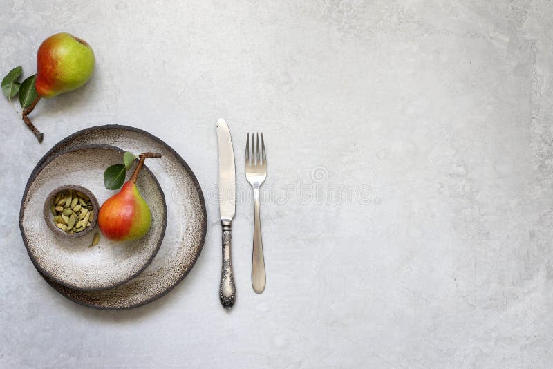 Table Setting with Spices and Fresh Herbs Stock Photo - Image of ...