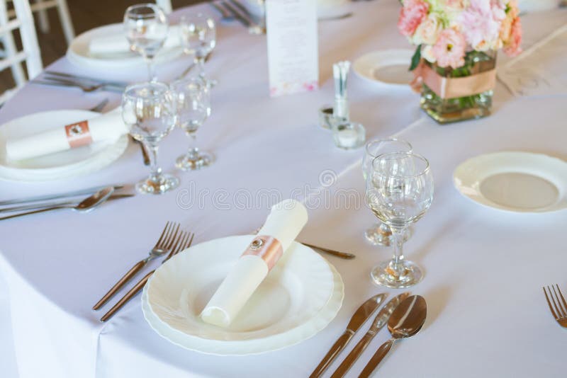 Table Setting with Spoon, Knife, Plates and Glass Stock Image - Image ...