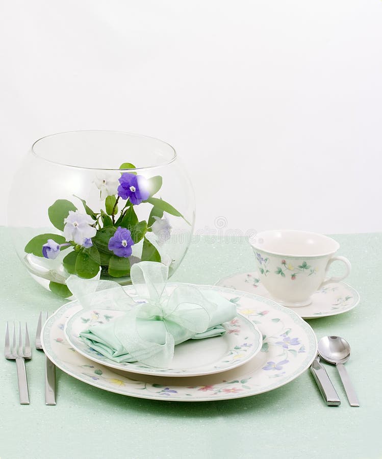 Table setting spring, Aqua stock image. Image of decorate - 2183331