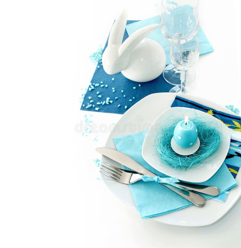 Christmas Table Decoration in Turquoise Colors Stock Image - Image of ...