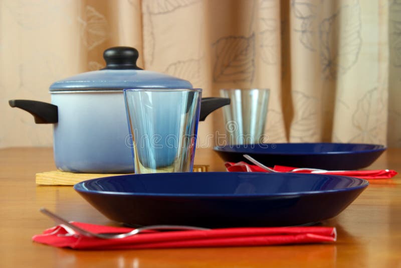 Ready dinner stock photo. Image of glass, setted, blue - 30041452