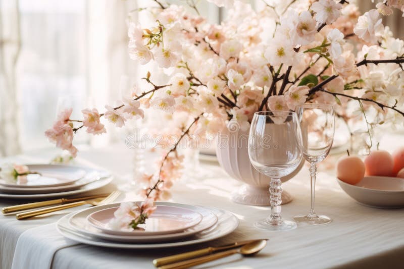 A Table Setting with a Warm and Inviting Atmosphere. Beautiful Romantic ...