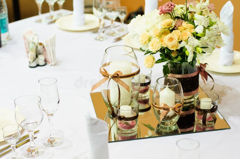 Table Setting for Wedding Dinner Stock Photo - Image of flower ...