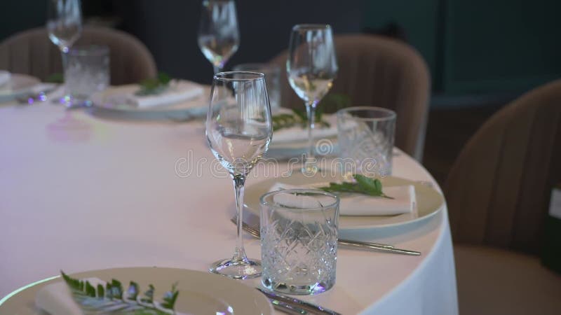 Table Setting for a Wedding Reception with Glasses and Plates ...