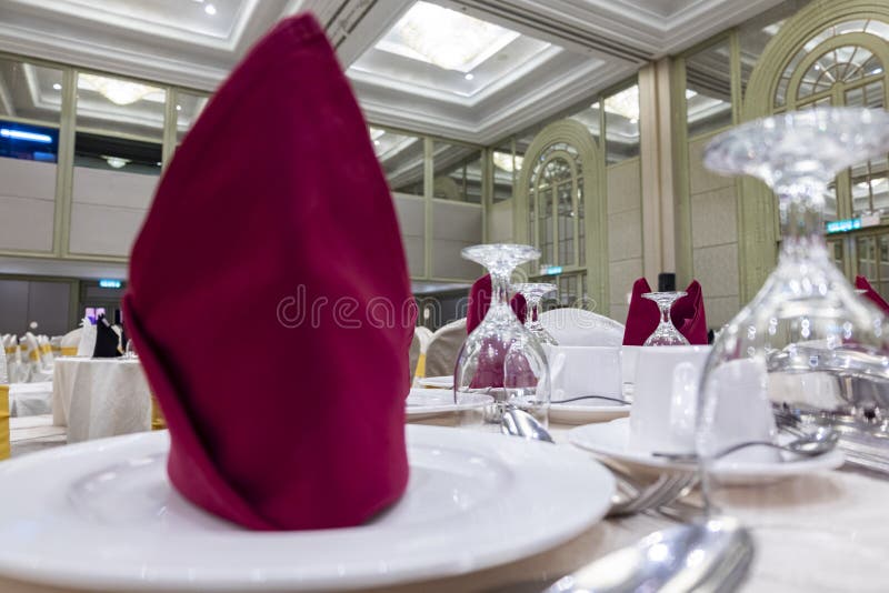 Table Settings for Fine Dining with and Glassware Stock Image - Image ...