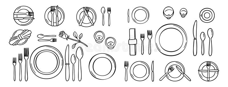 Table Settings Serving with Plate, Forks, Spoons, Knife. Table ...