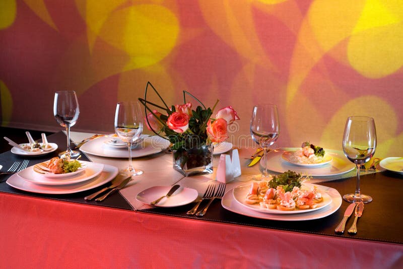 Table setup stock image. Image of fancy, elegant, food - 13334843