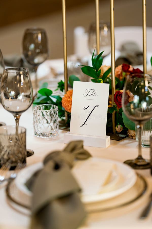 Table Seven at Wedding Reception Stock Photo - Image of love, flower ...