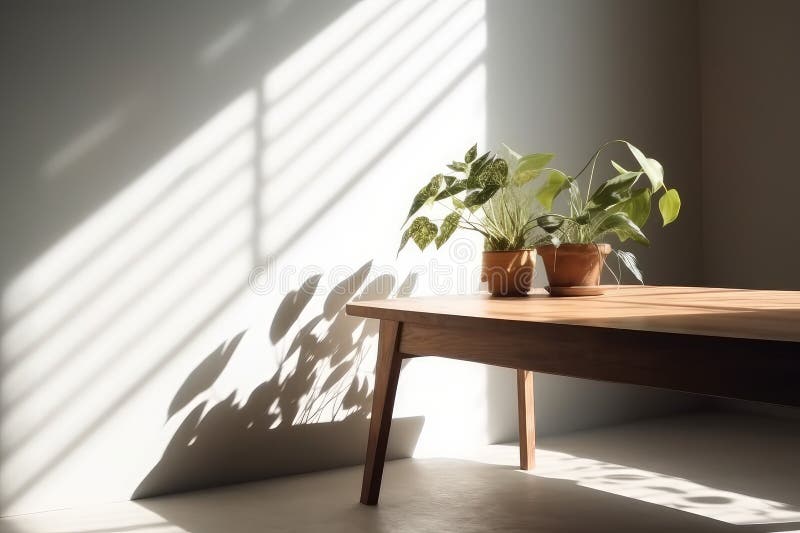 Table Shadow Plant Pot Home. Generate Ai Stock Illustration ...