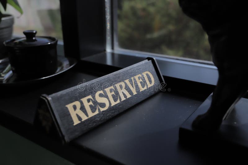 Table Sign RESERVED in the Restaurant. Sold Out Cafe Concept Stock ...