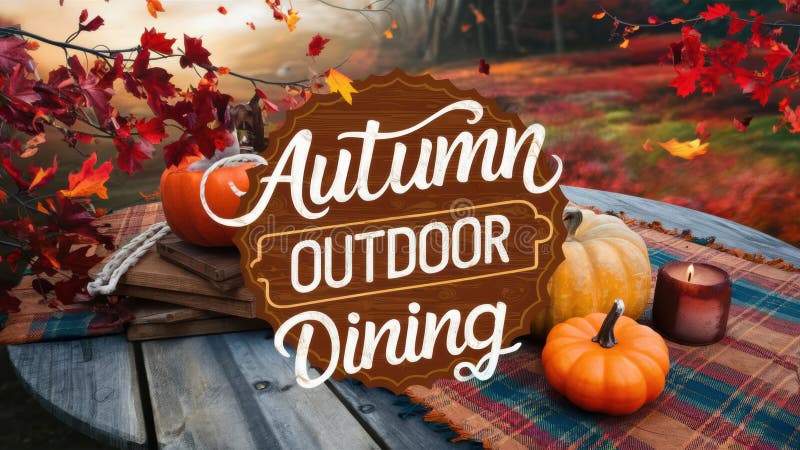 A Table with a Sign that Says Autumn Outdoor Dining, AI Stock Photo ...