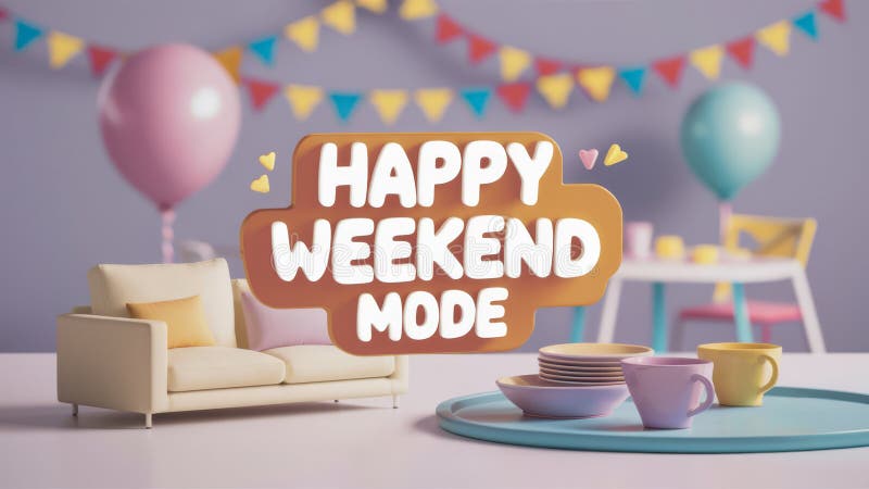 A Table with a Sign that Says Happy Weekend Mode, AI Stock Image ...