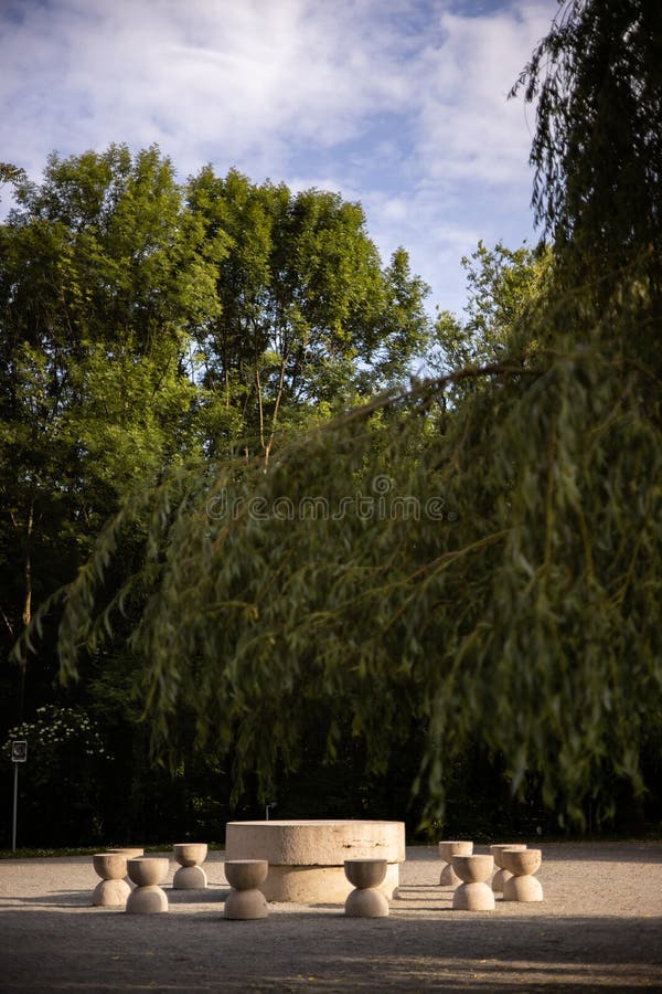 Table of Silence, Stone Sculpture Composed of Table and Chairs ...