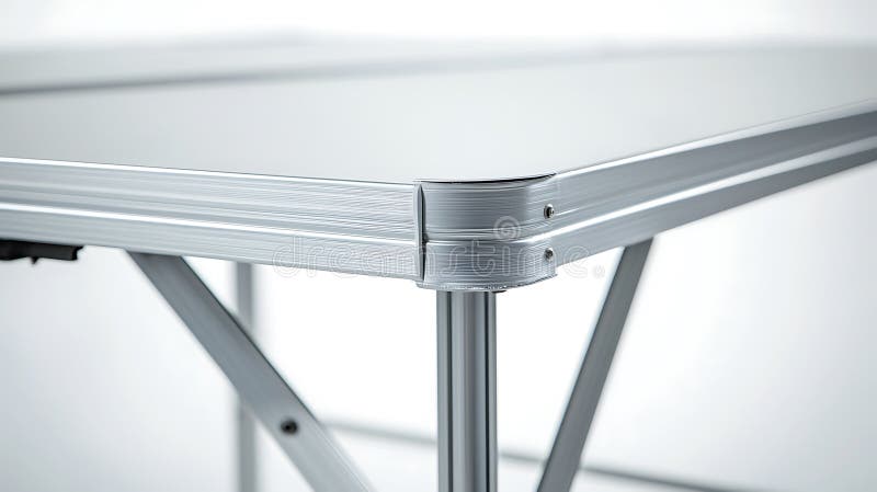 A Table with a Silver Frame and a White Top Stock Image - Image of ...