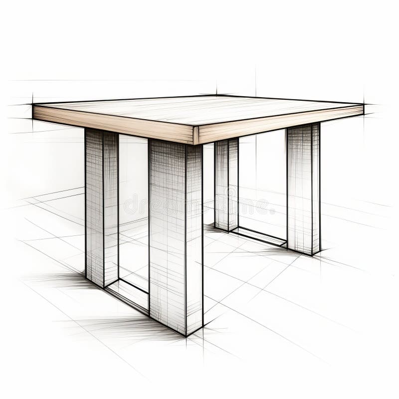 Modern Geometric Wooden Table: Multidimensional Shading and Precise ...