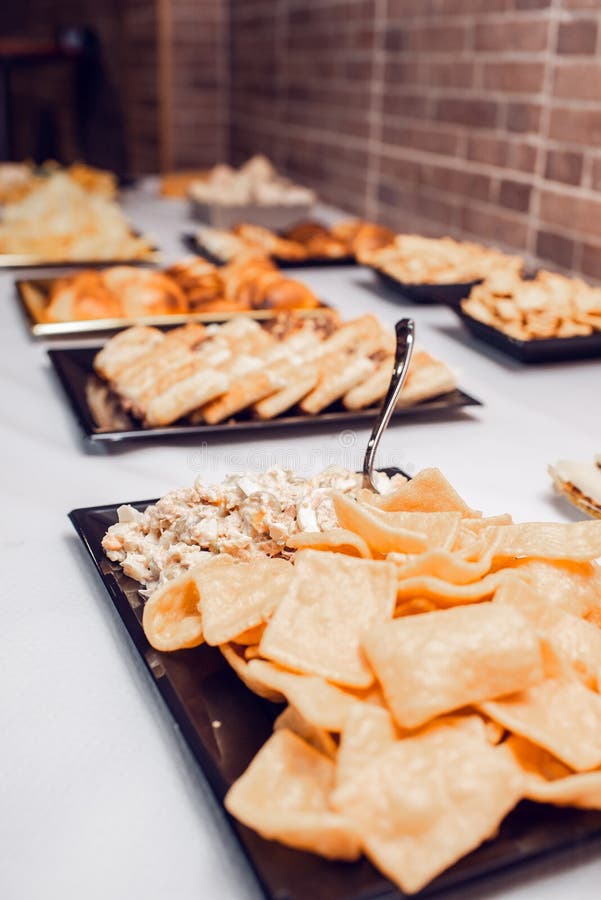 Table of Snacks for a Party Stock Image - Image of counter, plate ...
