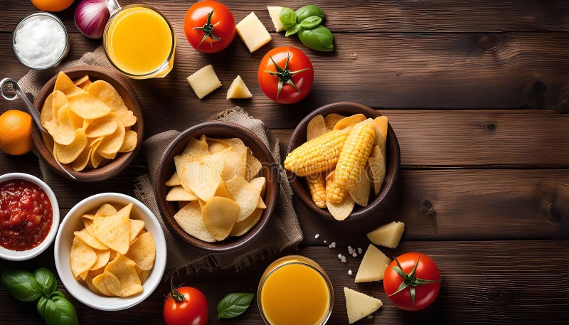 A Table of Snacks stock illustration. Illustration of table - 348502587