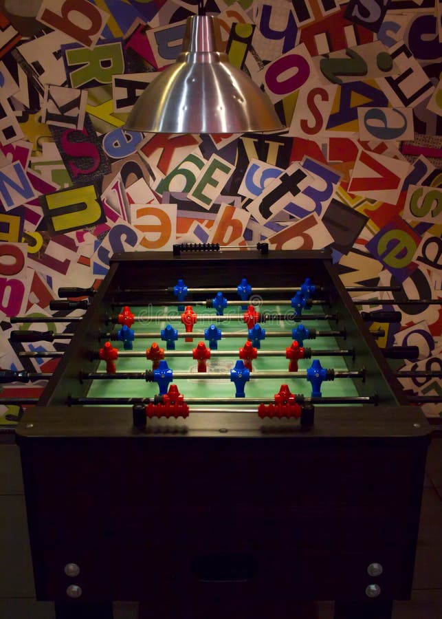 Table soccer in game room. stock image. Image of field - 133590837