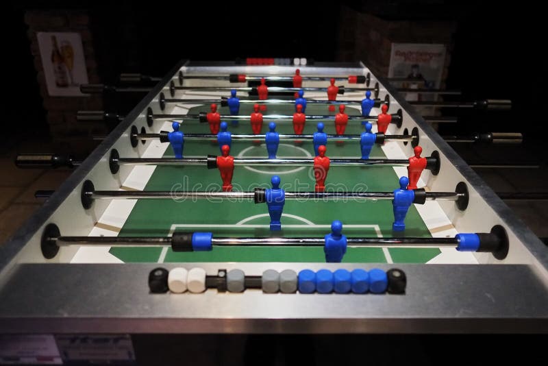 Table Soccer in Bar without People Dark Stock Image - Image of foosball ...