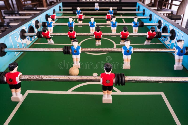 Table Soccer or Table Football Game Machine with Blue and Red Team ...
