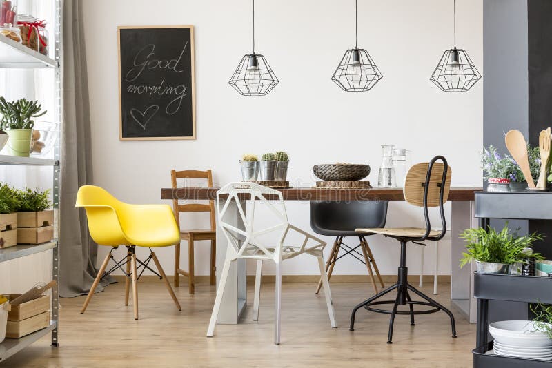 Table in Spacious Dining Room Stock Photo - Image of armchair, kettle ...
