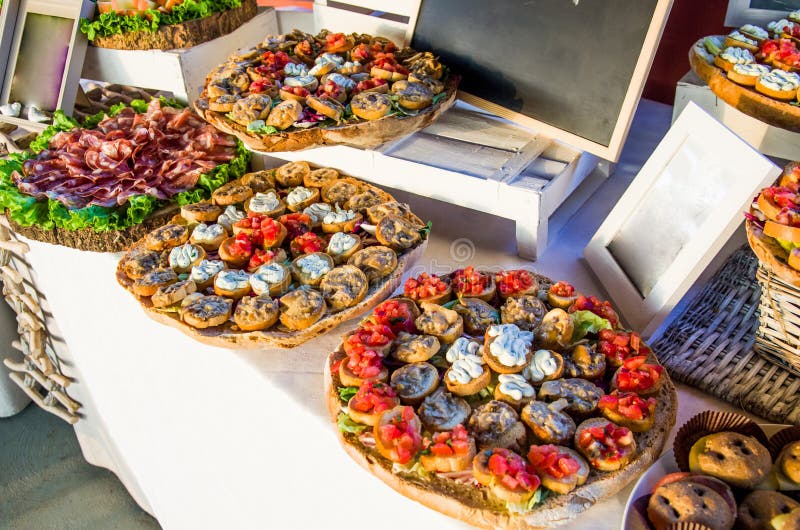 Table Spread with Appetizers for Your Party Stock Image - Image of food ...